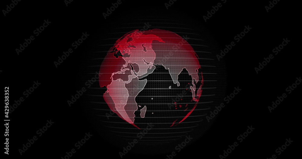 Big data 3d Earth. Binary code surrounding globe rotating. Retro ...