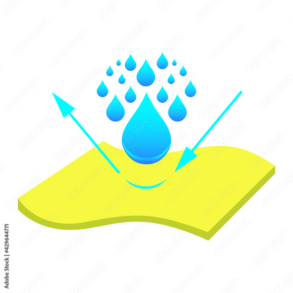 waterproof water drop repellant surface illustration textile ...