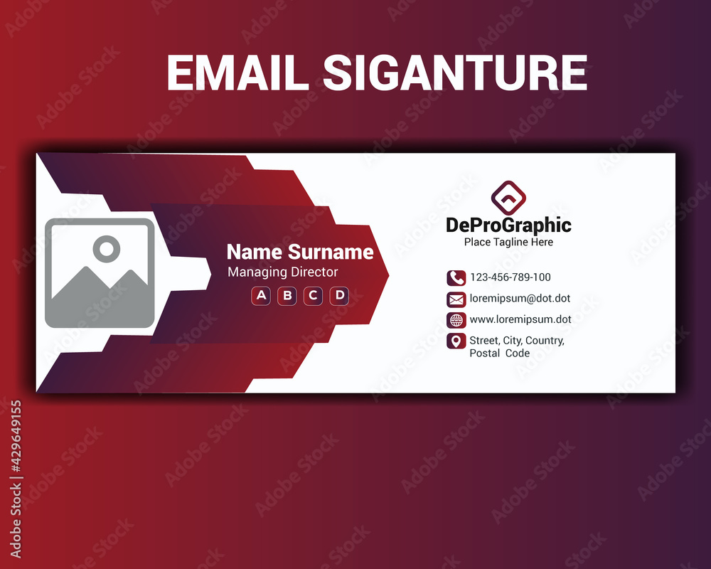 Corporate email signature template design vector with space for place ...