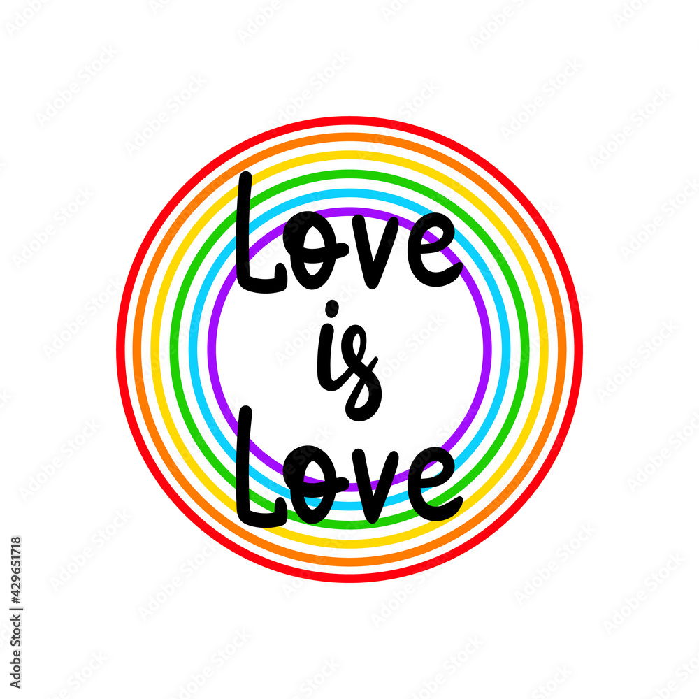 Love is love hand draw LGBT Symbols with heart Color LGBT pride flag or ...