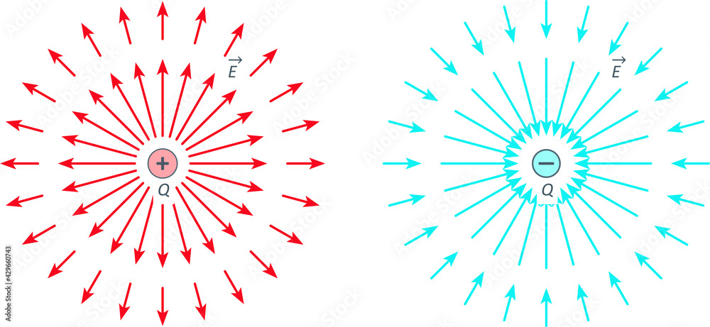 Conceptual vector illustration of the electric field lines for a ...