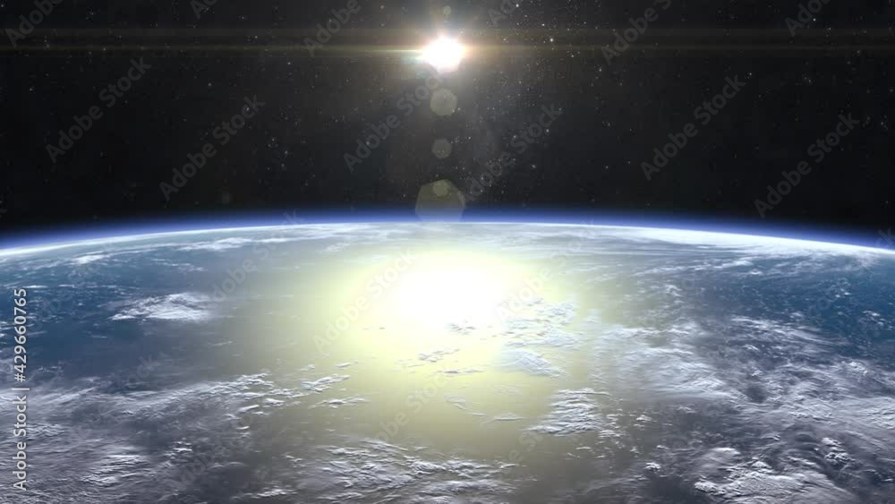 Earth from space. Stars twinkle. The earth slowly rotates. Realistic ...