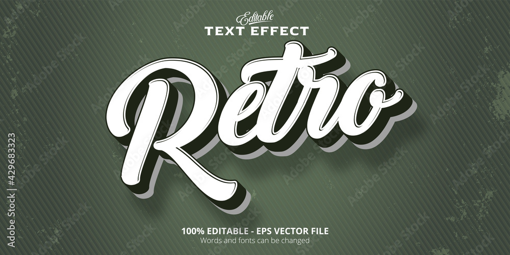 Retro text editable old style text effect Stock Vector | Adobe Stock