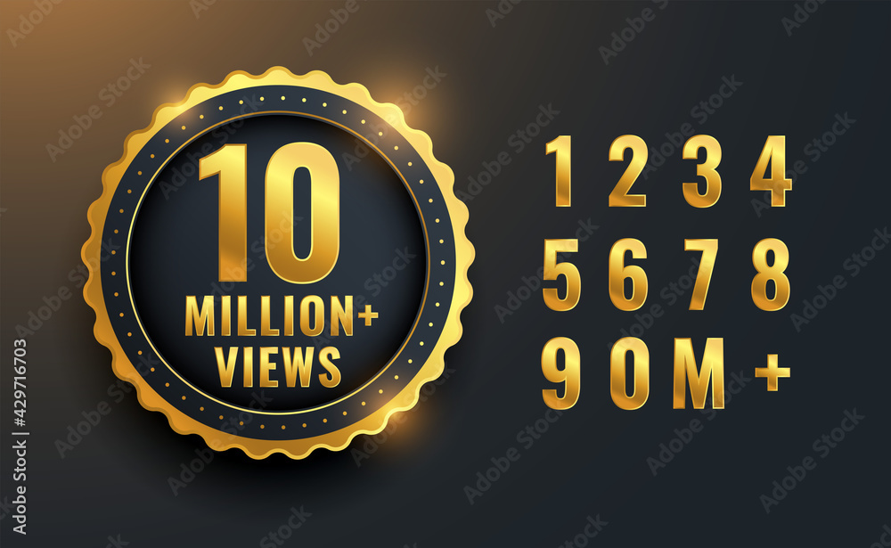 10 million or 10m views celebration label design Stock Vector | Adobe Stock