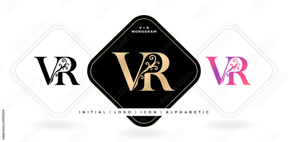 VR initial letter and graphic name, V and R Monogram, for Wedding ...