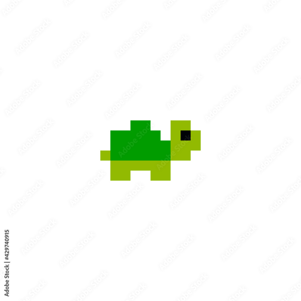Vector illustration of cartoon Turtle. Pixel art. 8 Bit. Simple icon ... Vector illustration of cartoon Turtle. Pixel art. 8 Bit. Simple icon ...