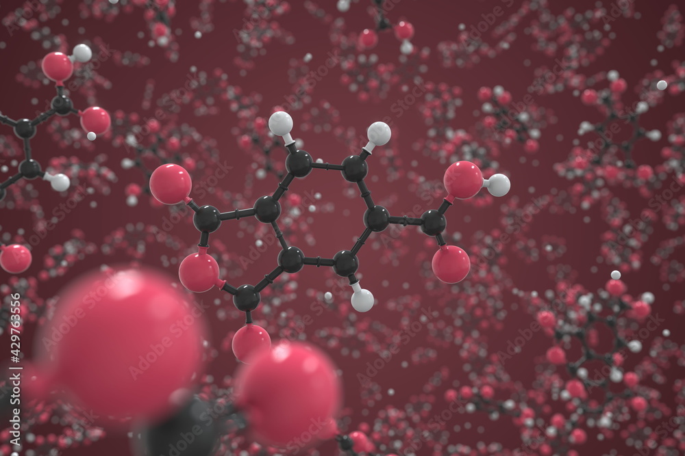 Trimellitic anhydride molecule made with balls, scientific molecular ...