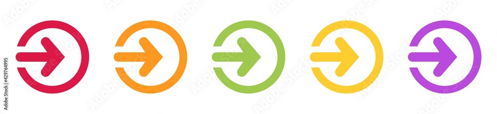 Colorful arrow icon in circle. Collection colored arrow with shadow ...