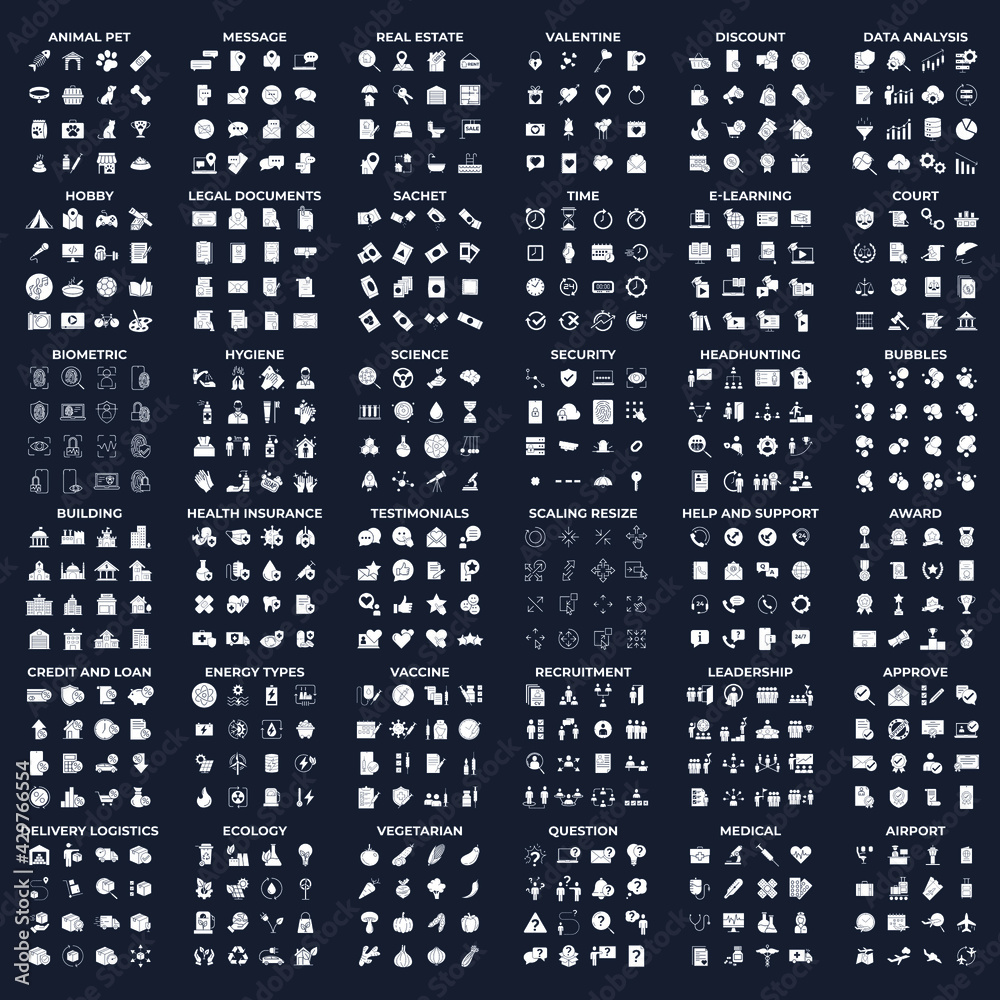 576 modern thin line icons. High quality pictograms. Linear icons set ...