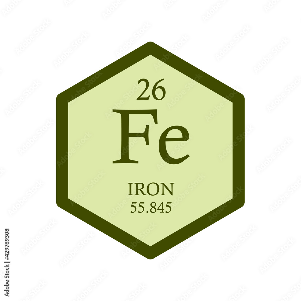 Fe Iron Transition metal Chemical Element Periodic Table. Hexagon ...