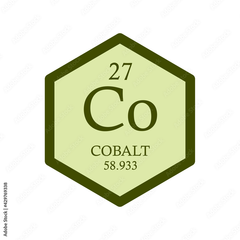 Co Cobalt Transition metal Chemical Element Periodic Table. Hexagon ...