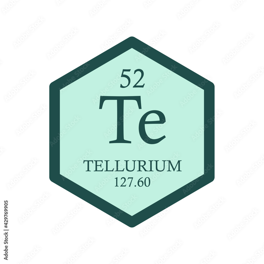 Te Tellurium Metalloid Chemical Element Periodic Table. Hexagon vector ...