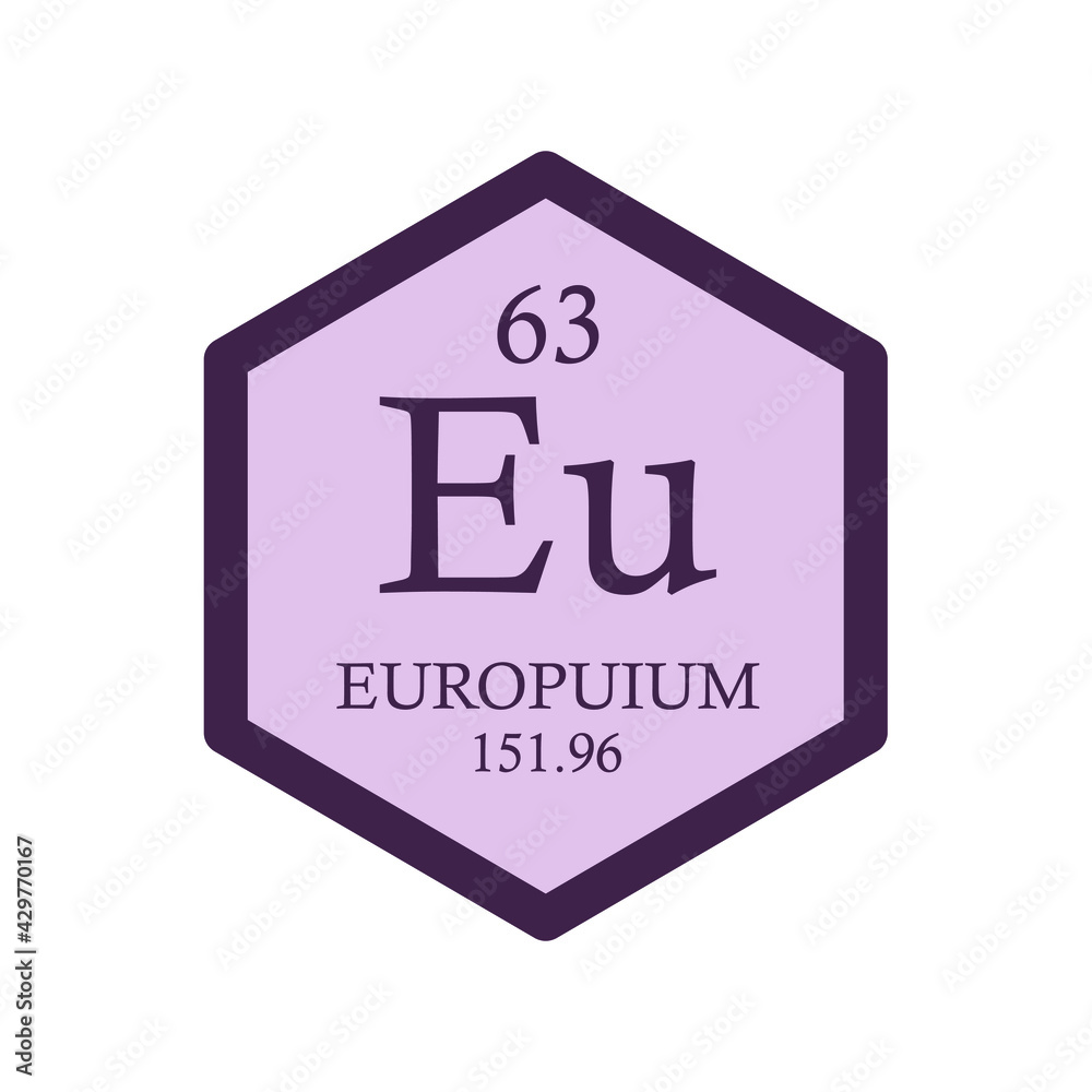 Eu Europium Lanthanide Chemical Element Periodic Table. Hexagon vector ...