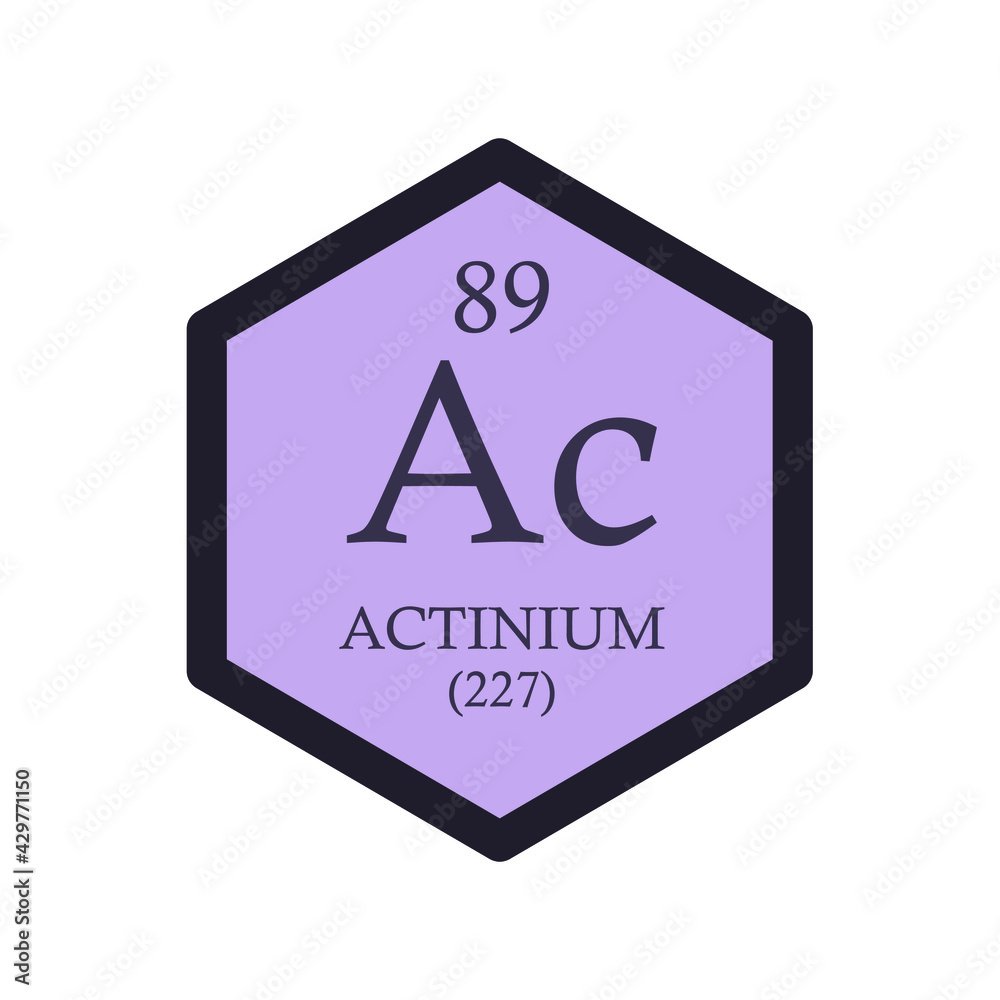 Ac Actinium Actinoid Chemical Element Periodic Table. Hexagon vector ...