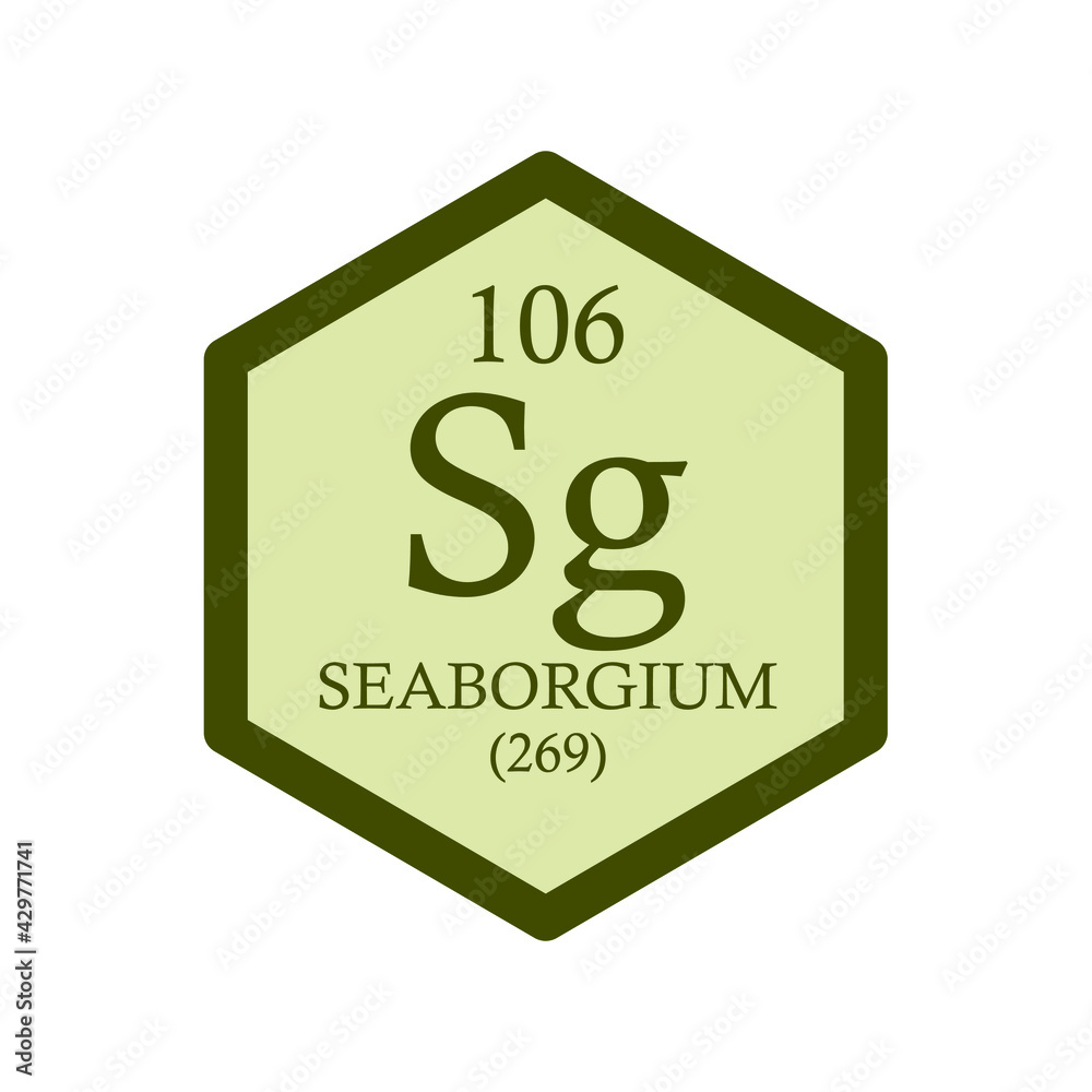 Sg Seaborgium Transition metal Chemical Element Periodic Table. Hexagon ...
