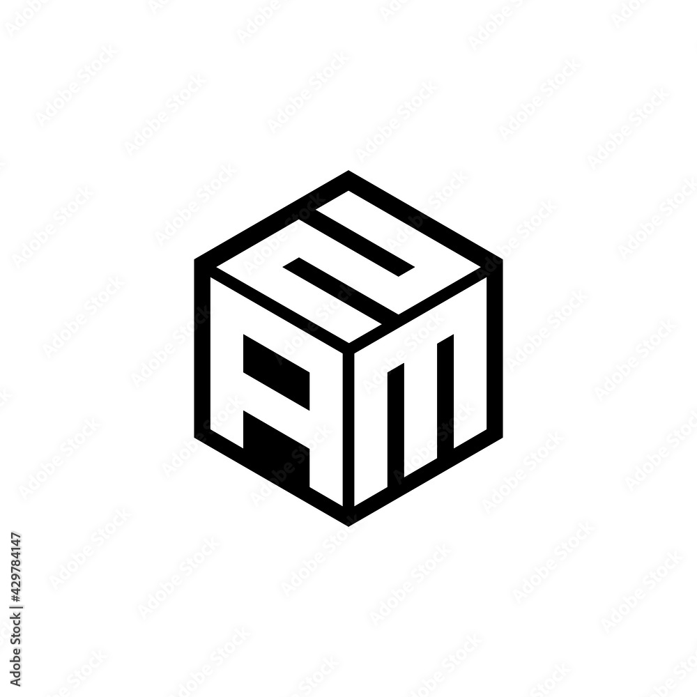 AMN letter logo design with white background in illustrator, cube logo ...