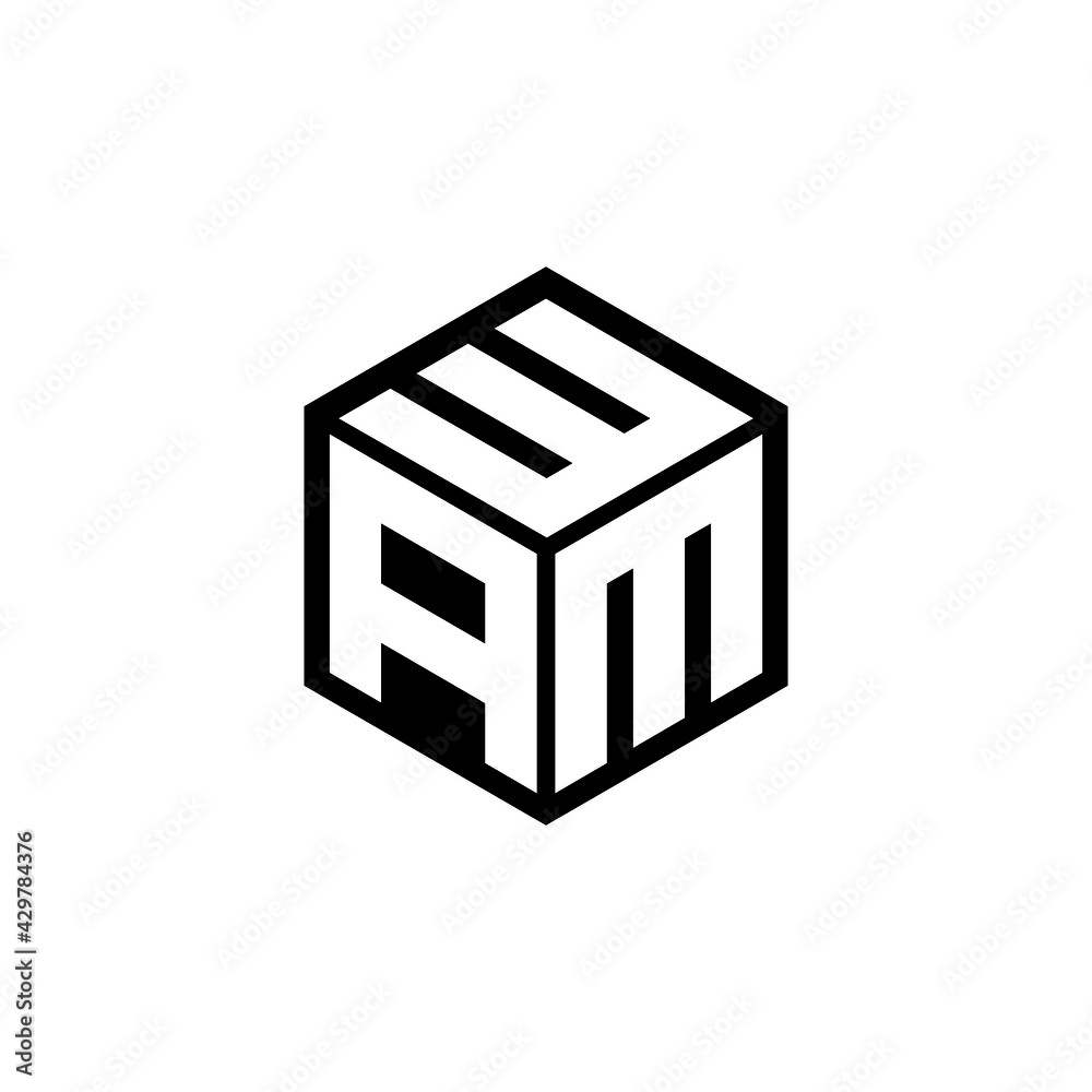 AMW letter logo design with white background in illustrator, cube logo ...