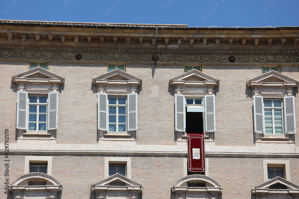 Palace in Vatican City inside Rome with the balcony Where the pope ...