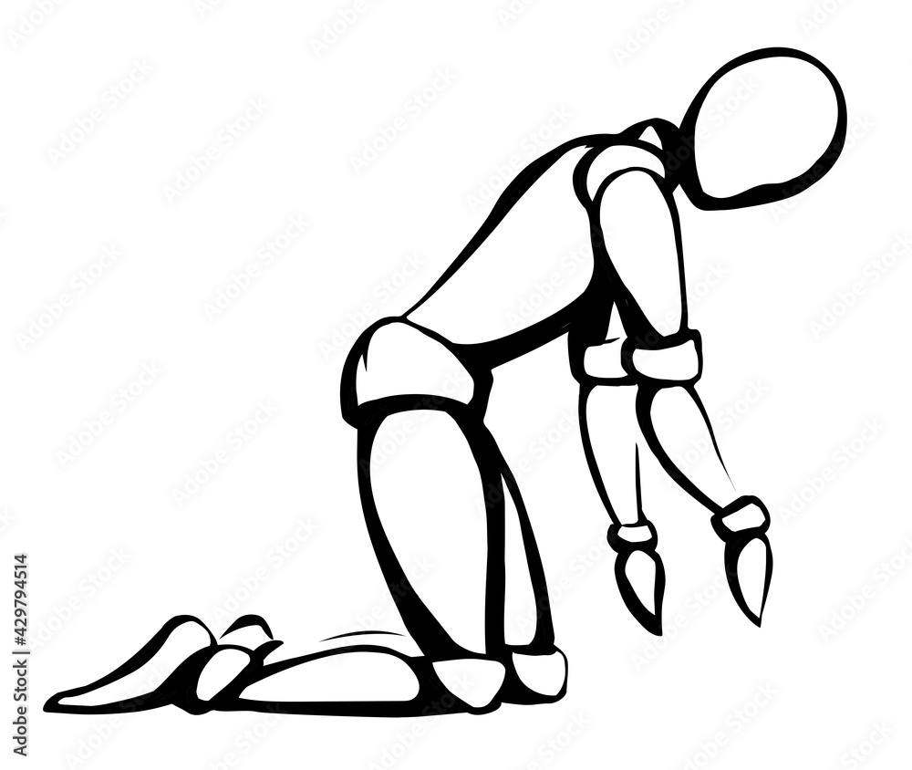 The puppet is kneeling. Vector drawing Stock Vector | Adobe Stock