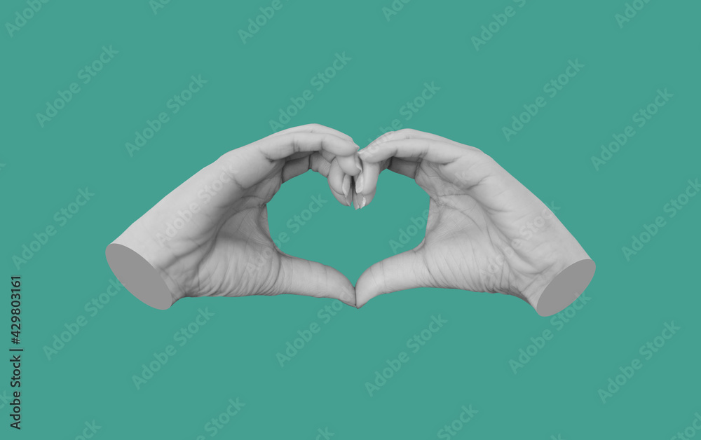 Digital collage modern art, Hands making Heart symbol Stock Photo ...
