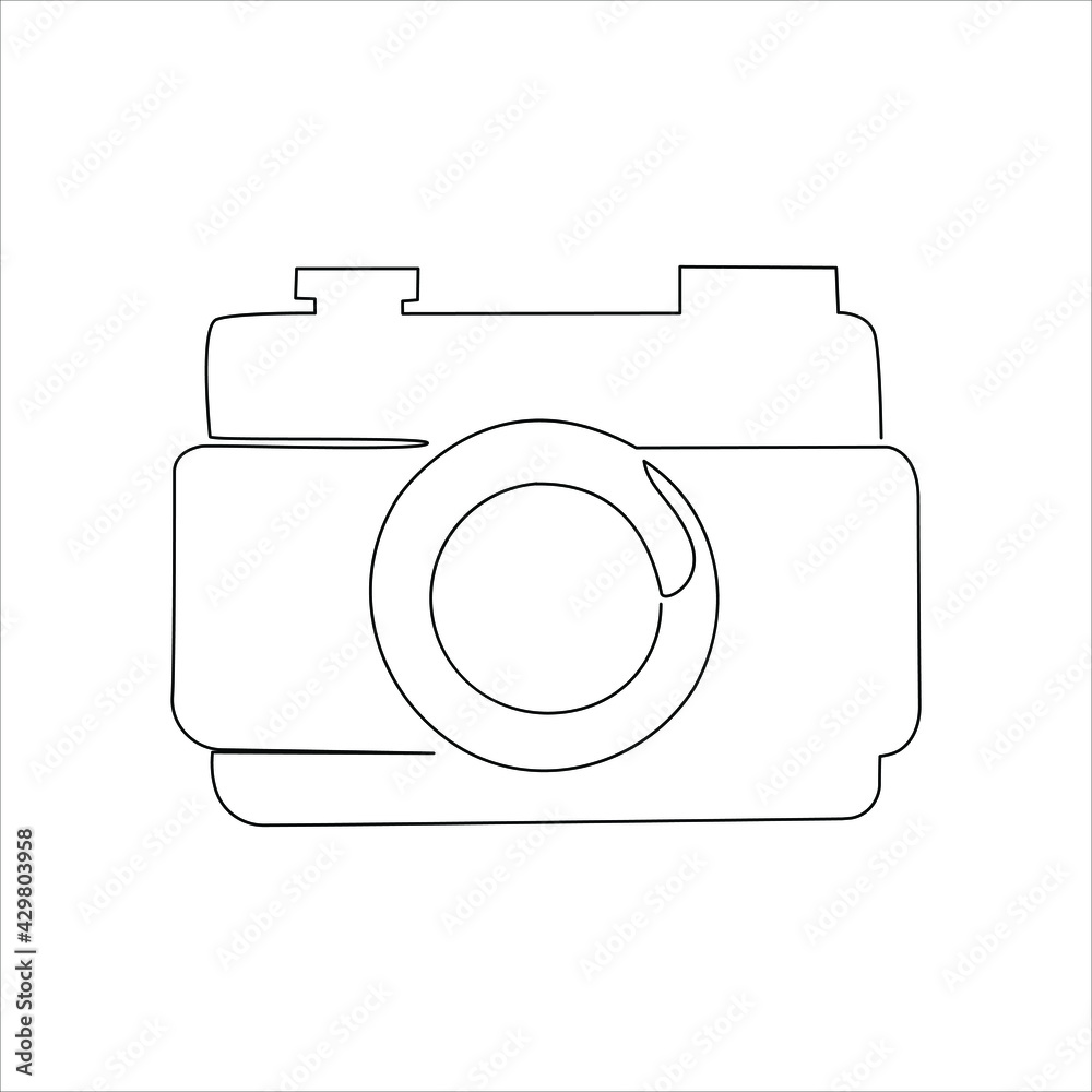 Continuous line art or Single Line Drawing of a camera linear style and ...
