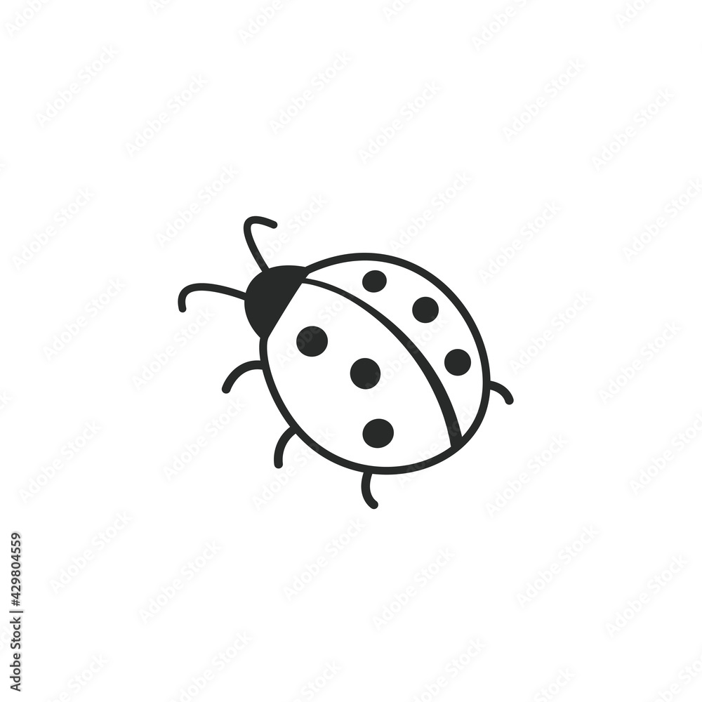 Cute ladybug simple outline icon vector illustration Stock Vector ... Cute ladybug simple outline icon vector illustration Stock Vector ...
