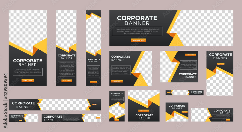 Abstract banner design web template Set, Horizontal header web banner ...