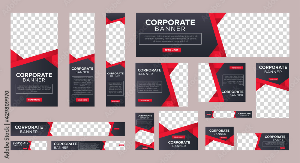 Abstract banner design web template Set, Horizontal header web banner ...