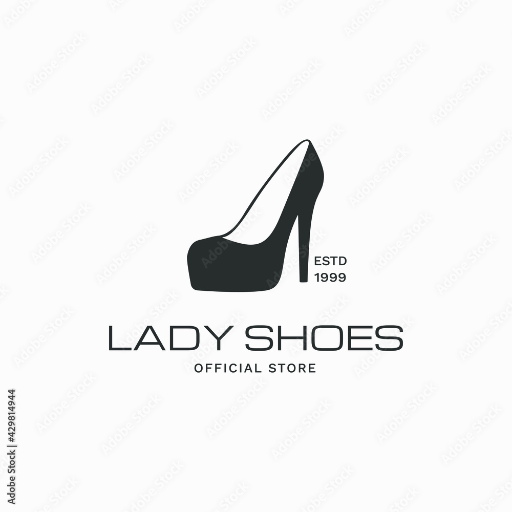Lady shoes. creative silhouette high heel logo design Stock Vector ...