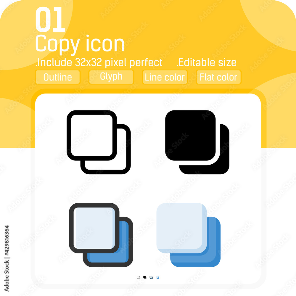 Various clone icon with outline style isolated on white background ...