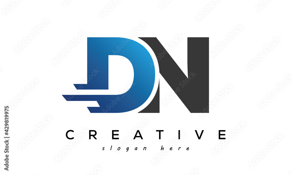 Initial Letter DN Fast Logo Design Template Stock Vector | Adobe Stock