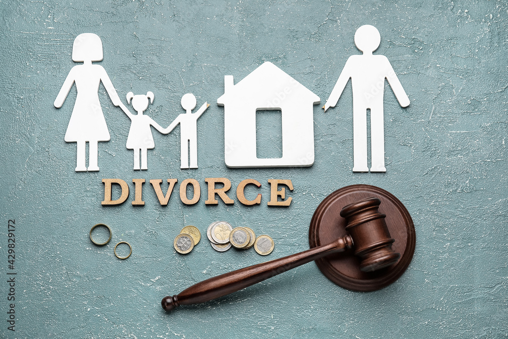Composition with word DIVORCE on color background Stock Photo | Adobe Stock