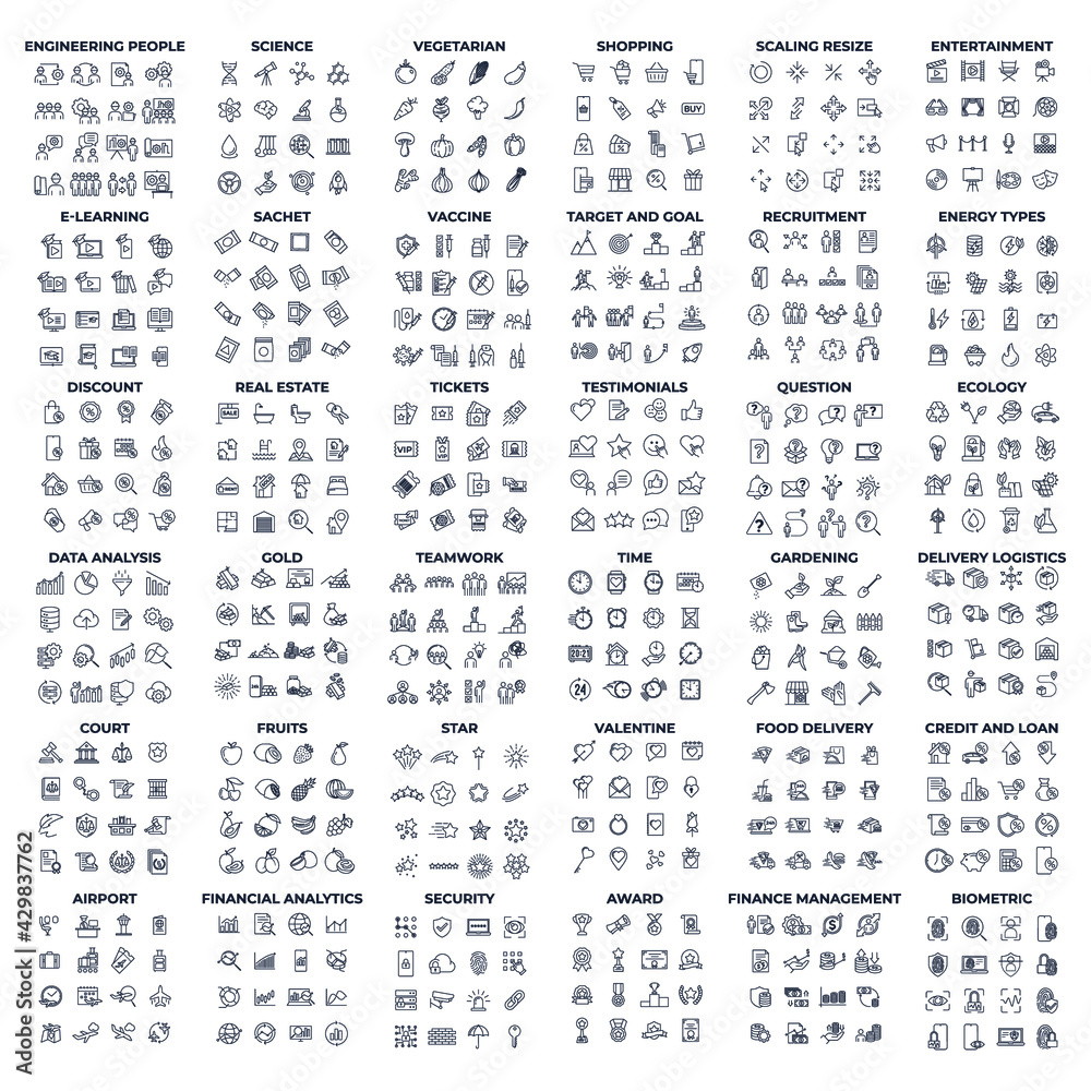 576 modern thin line icons. High quality pictograms. Linear icons set ...