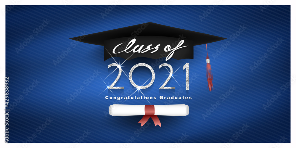 Vetor de Graduation. Class of 2021. Congratulation event, T-shirt, logo ...