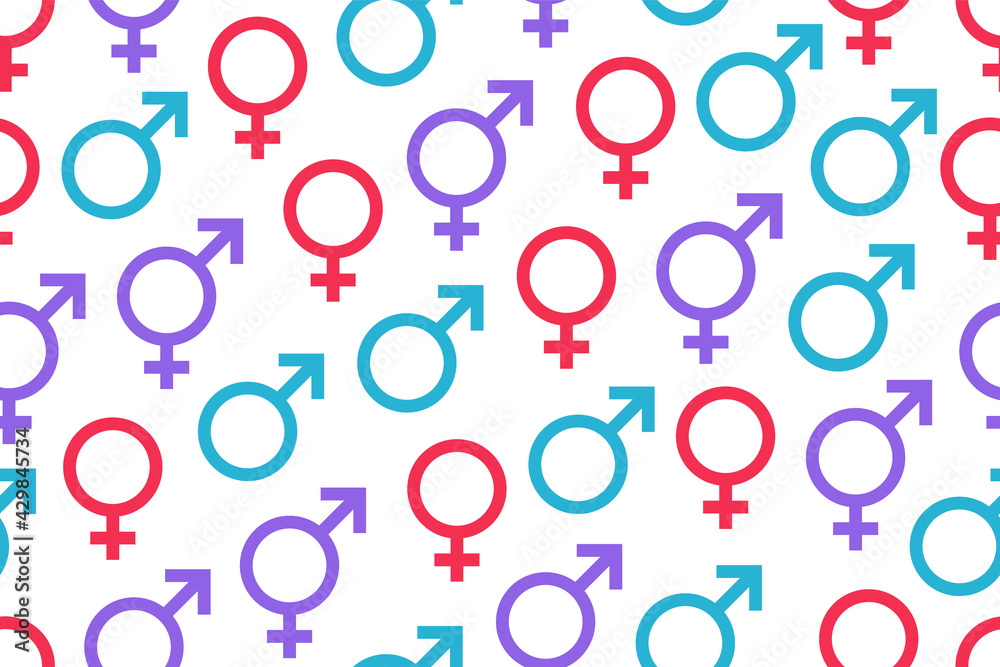Female, male and transgender symbols seamless pattern. Repetitive ...