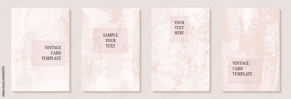 set of card template with textured paint brush stroke. Design for ...