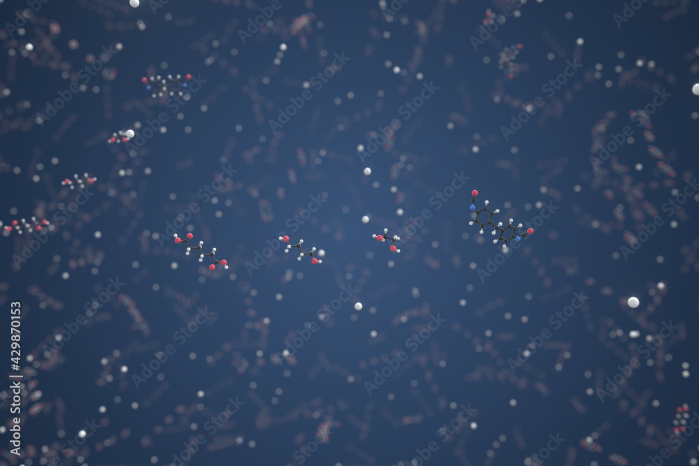 Molecule of polyurethane, ball-and-stick molecular model. Scientific 3d ...