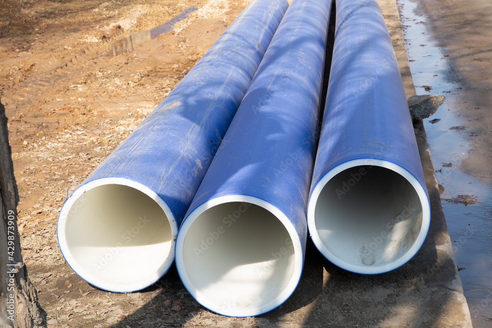 Water pipes.Large diameter water pipes for city water supply. Stock ...