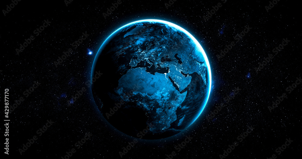 Planet earth globe view from space showing realistic earth surface and ...