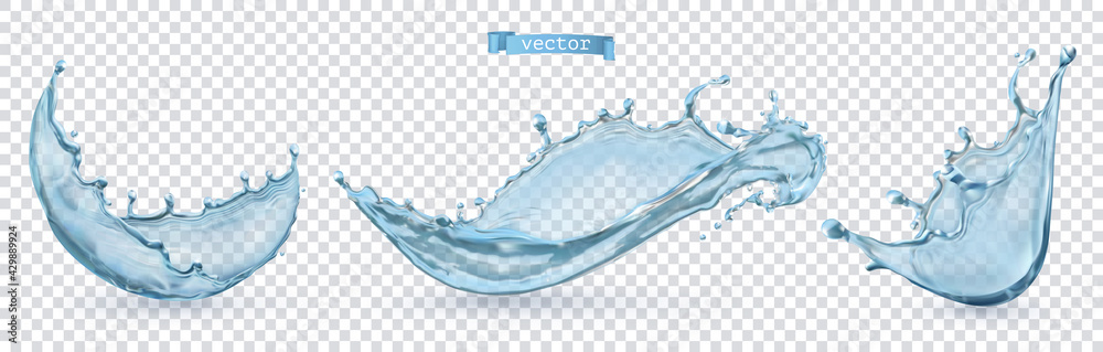 Poster Water splash with transparent. 3d vector realistic object set ...