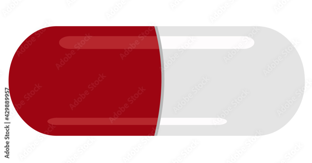 Vector emoticon illustration of a white and red capsule pill Stock ...