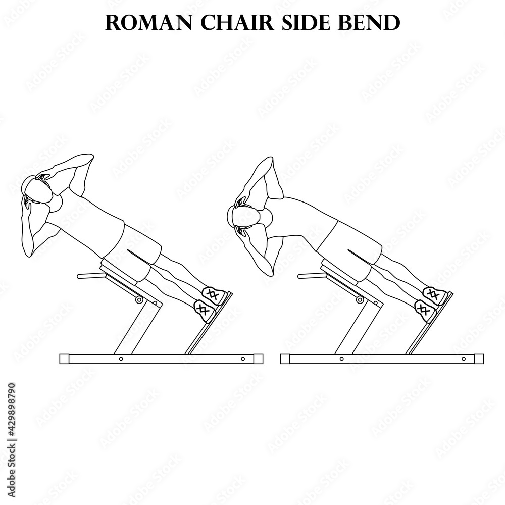 Roman chair side bend exercise strength workout vector illustration ...