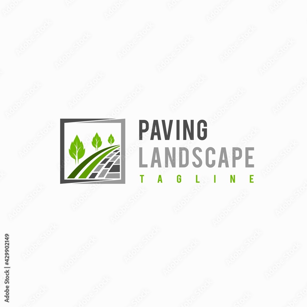 paving landscape logo with lettering concept Stock Vector | Adobe Stock
