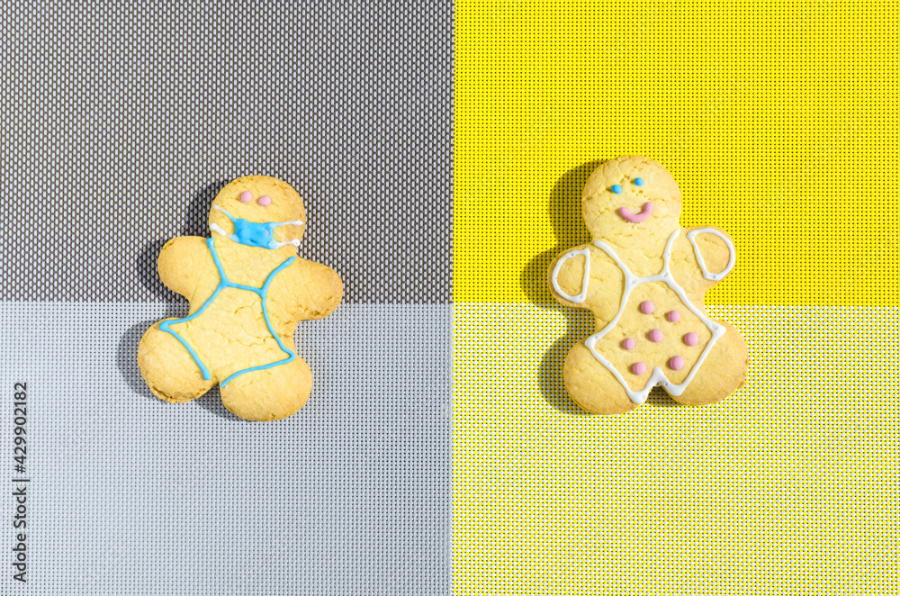 the concept of self isolation and covid restrictions the figure of a ...