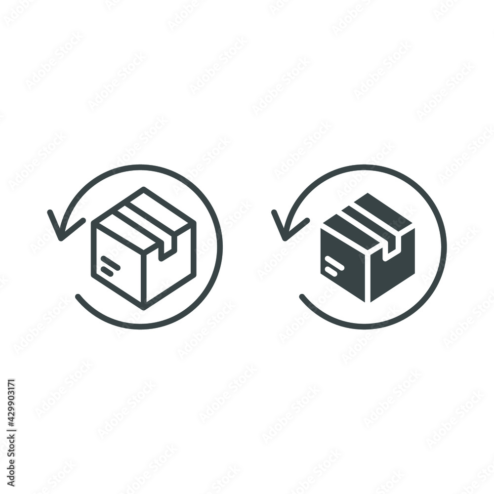 return parcel icon. Exchange of goods. Package tracking logo. Cardboard ...