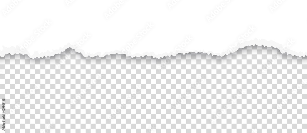 Torn paper. Ripped sheet edge on transparent background. Page with ...