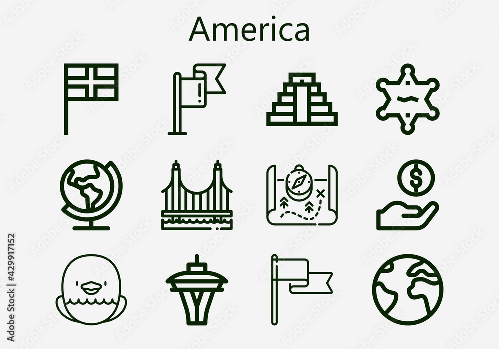 Premium set of america [S] icons. Simple america icon pack. Stroke ...