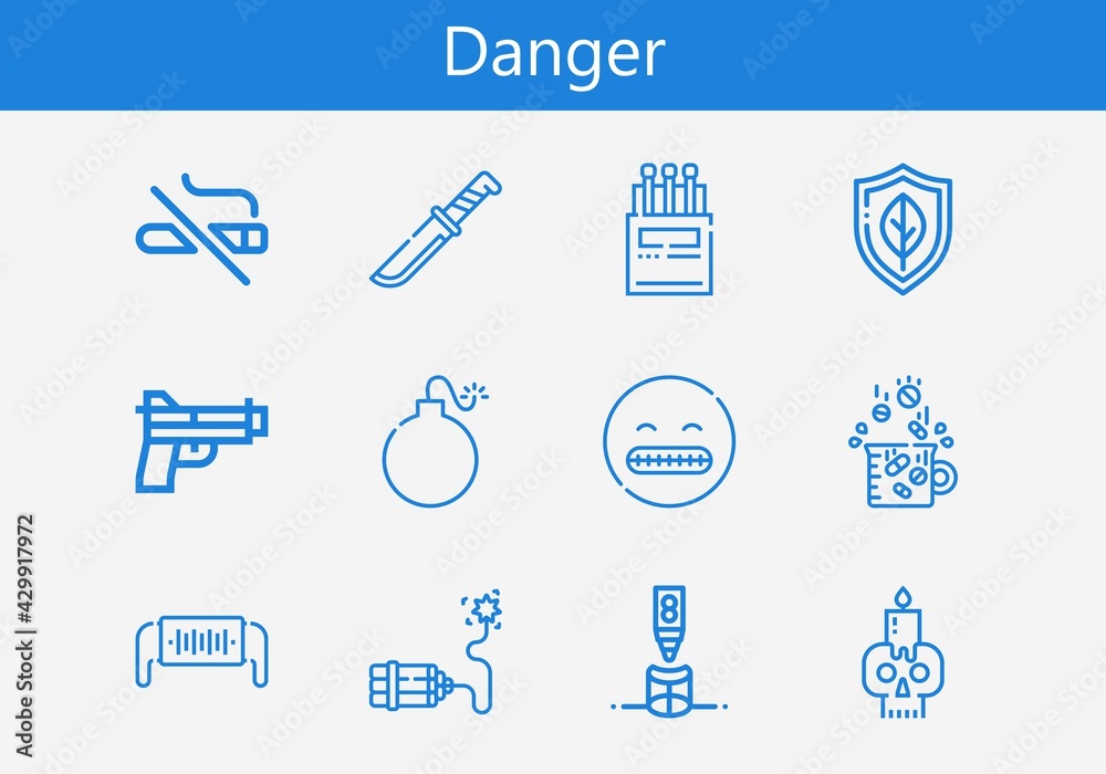 Premium set of danger line icons. Simple danger icon pack. Stroke ...