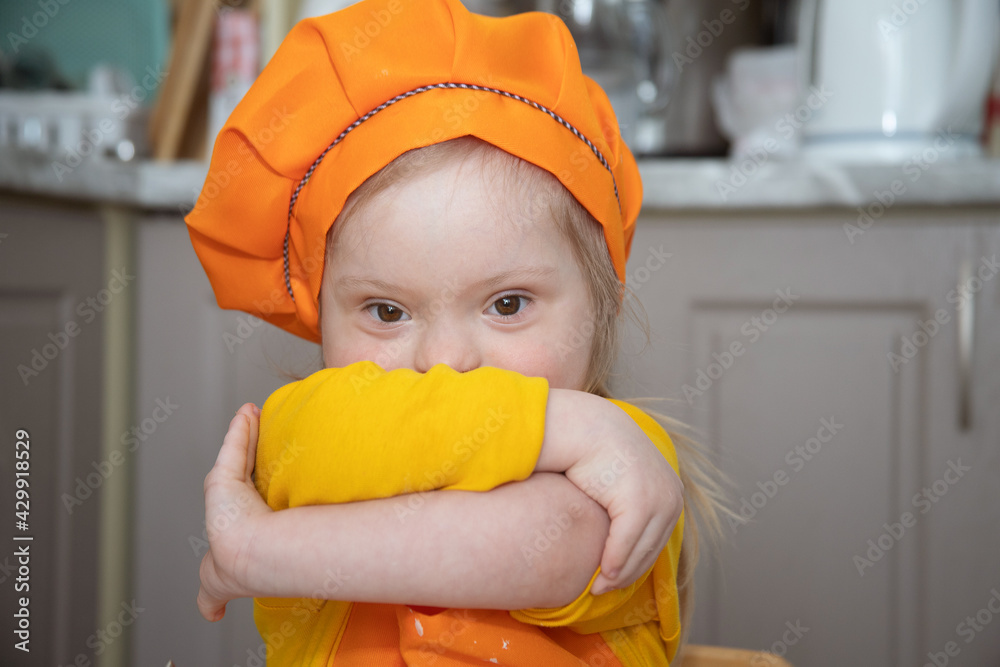 Down syndrome in a little girl, disabled children, a genetic ...