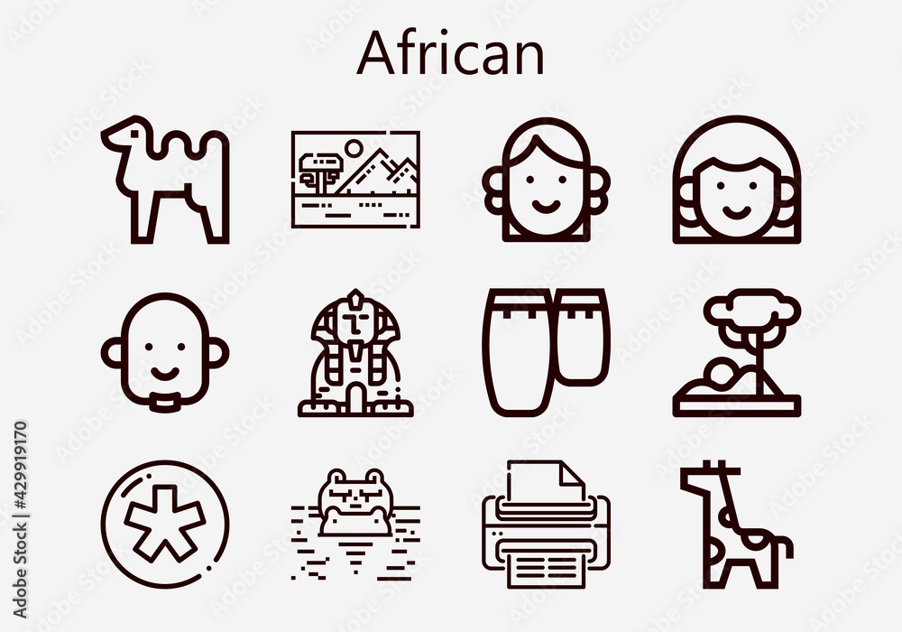 Premium set of african [S] icons. Simple african icon pack. Stroke ...